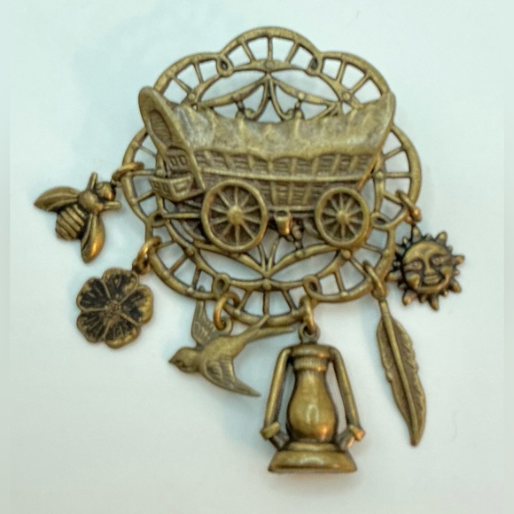 Jewelry | Vintage Carriage Praire Home On Range Charmed Brooch ...